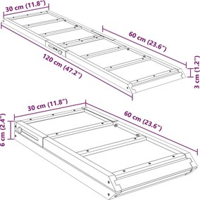 vidaXL Rampa pro psy 120 x 30 cm masivní jedlové dřevo [172419] Barva: Šedá