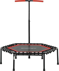 SPORTNOW Fitness Trampolína 114x114x132 cm, Elastická Postel, Fitness s Nastavitelným 3úrovňovým Řídítkem, Ocelový Rám pro Cvičení nohou a Těla Doma,…
