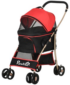 Vozík pro psy PawHut, vozík pro psy 2 v 1, přepravní taška, skládací kočárek pro psy s polštářem, pro malé psy, kočky, síťované okno, Oxfordská tkani…