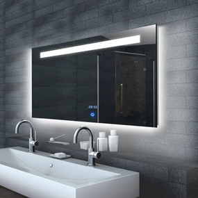 Eurosanit MALENA 60 až 160 cm – zrcadlo do koupelny s LED osvětlením a hodinami Rozměr: 60x65cm