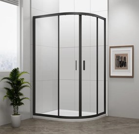 Polysan Polysan, EASY BLACK čtvrtkruhová sprchová zástěna 900x800mm, L/R, číré sklo, EL2815B