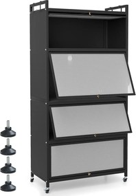 Costway 5Patrová kuchyňská skříňka Volně stojící kovová úložná s 4 pantovými