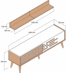 Obývací stěna Valencia (ořech + bílá). 1089354