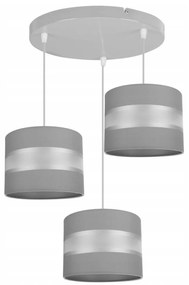 Závěsné svítidlo ELEGANCE, 3x šedé textilní stínítko, šedá konstrukce