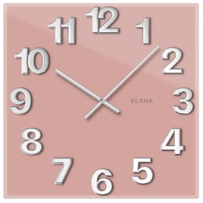 VLAHA GLASSICO Skleněné růžové hodiny vyrobené v Čechách VCT1105