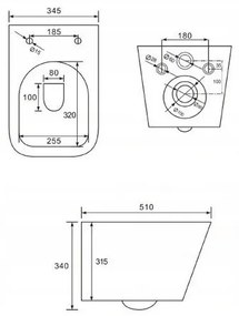 Závěsný set GEBERIT Duofix Basic+ WC TEO Rimless 51 x 35 cm + pomalu padající deska Slim, černá, 3385XX85+39060185