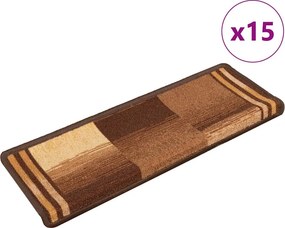 Samolepící nášlapy na schody 15 ks 65x21x4 cm hnědé 326209