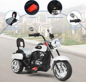 Costway Motocyklový motocykl napájený baterií ve stylu chopper bílá +, černobílý