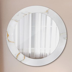 Kulaté dekorativní zrcadlo Bílý zlatý mramor fi 60 cm