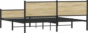 Kovový rám postele bez matrace dub sonoma 193 x 203 cm 3301403