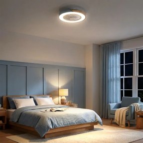 Brilagi - LED Stmív. svítidlo s ventilátorem LED/38W/230V 50 cm modrá/dub + DO