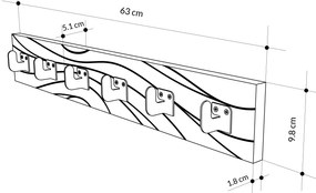 Nástěnný věšák FLOW 63 cm bílo-černý