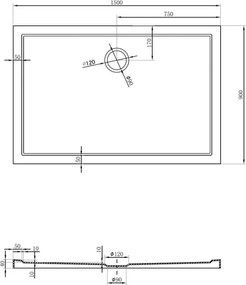 Mexen, Mexen Flow obdélníková sprchová vanička slim 150 x 90 cm, černá matná, 46R709015