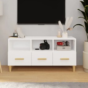 TV skříňka bílá s vysokým leskem 102x36x50 cm kompozitní dřevo