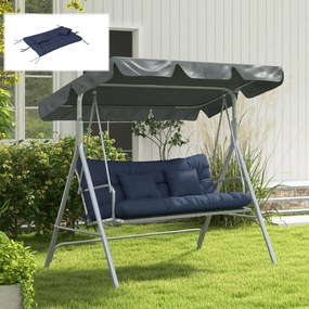 Outsunny sada 4 prošívaných polštářů na lavici, 150 x 50 cm, voděodpudivé s poutky, námořnická modř