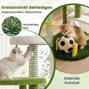 Costway 100 cm škrabadlo ve fotbalovém designu kočičí věž s houpací sítí