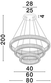 Křišťálový lustr Aurelia 92W 80 zlaté
