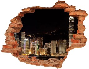 Wallmuralia Fototapeta díra na zeď 3D Hongkong noc 90x70 cm