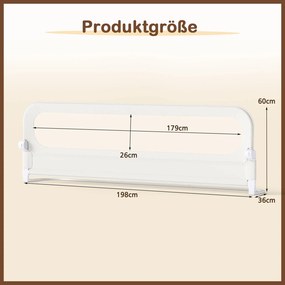 Costway Sada 3 zábran k dětské posteli 198/178 cm, bílá