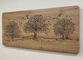 Li-Go "Tři lípy" světelný obraz s baterií 110x50cm varianta: ovládání na obraze včetně dálkového ovladače, provedení: dub světlý