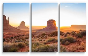 Sablio Obraz - 3-dílný Skály v poušti 2 - 120x80 cm