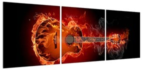 Obraz kytary v ohni (120x40 cm)