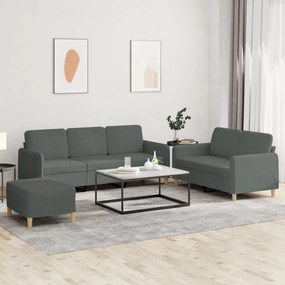 3dílná sedací souprava s poduškami tmavě šedá textil 3202127
