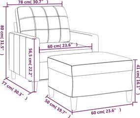 Křeslo s podnožkou černé 60 cm textil 3200997