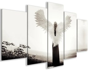 Malvis ® Pětidílný černobílý andělský obraz Velikost: 150x75 cm