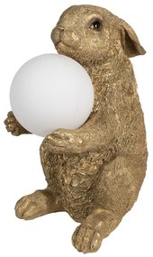 Stolní lampa ve tvaru zlatého zajíčka držícího žárovku – 27x19x35 cm