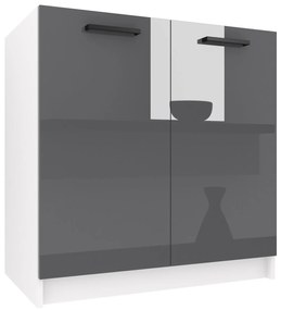 Kuchyňská skříňka Belini dřezová 80 cm šedý lesk bez pracovní desky  INF SDZ80/0/WT/S/0/B1