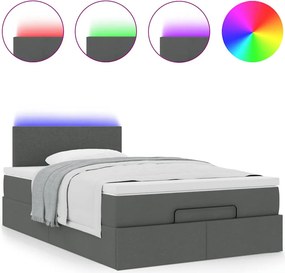 Osmanská postel s matrací &amp; LED tmavě šedá 120x190 cm látka 3312209