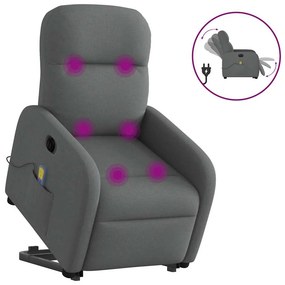 Elektrické zvedací masážní polohovací křeslo tmavě šedé textil 3303003