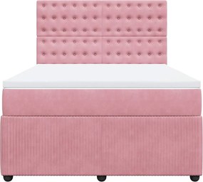 Box spring postel s matrací růžová 140x200 cm samet 3294675