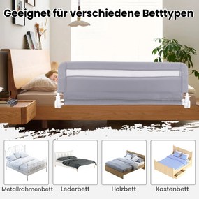 Costway Zábrana na postel pro batolata 120 cm skládací zábrana na dětskou – šedá