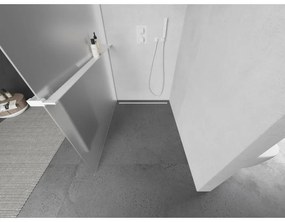 Mexen Kioto+ L, sprchová zástěna Walk-In s poličkou a věšákem 100 x 200 cm, 8mm sklo námraza, bílý profil, 800-100-123-20-30