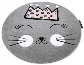 Dětský kulatý koberec PETIT Kočka šedý Rozměr: průměr 140 cm