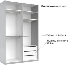 Skříň s posuvnými dveřmi 1,5x2,4 m lesklá / zrcadlo Megy