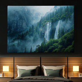 Obraz na plátně - Skalní vodopády za mlžného rána FeelHappy.cz Velikost obrazu: 120 x 80 cm