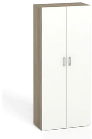 Kancelářská skříň s dveřmi PRIMO KOMBI, 4 police, 1865 x 800 x 400 mmm, dub přírodní / bílá