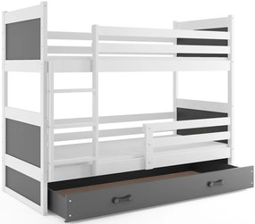 BMS Group Dětská patrová postel s úložným prostorem RICO bílá Velikost postele: 190x80 cm, Barva šuplíku: Bílá