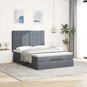Osmanský rám postele s matracemi tmavě šedá 140x200cm samet 3314325