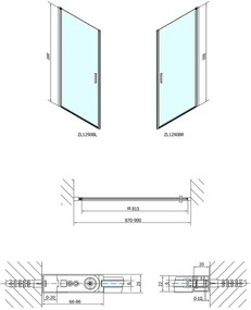 Polysan ZOOM LINE BLACK sprchové dveře 900mm, čiré sklo, ZL1290B