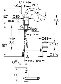 Grohe Atrio - Páková bidetová baterie, kartáčovaný Hard Graphite 32108AL3