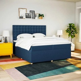 Box spring postel s matrací modrá 200x200 cm textil 3292183