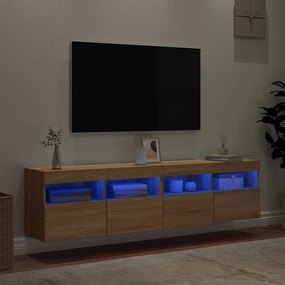 Nástěnné TV skříňky s LED osvětlením 2 ks dub sonoma 80x30x40cm - Default Title