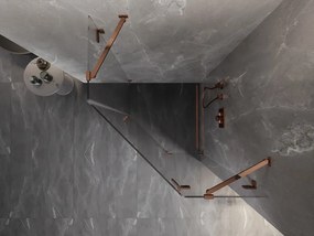 Mexen Lunar, pravý výklopný pětiúhelníkový sprchový kout 100 x 100 cm, 8mm čiré sklo, profil růžové zlato, 831-100P-100L-60-00-P
