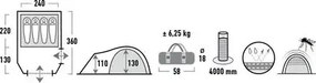 High Peak Mesos 4 / Stan pro 4 osoby / 220x240 (360x240) cm / vodní sl