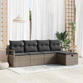 Set pohovek s polštářem s úložištěm Šedá polyratan 3359158