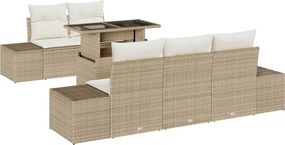 Set pohovek 6 ks Béžová a krémová polyratan 3349097